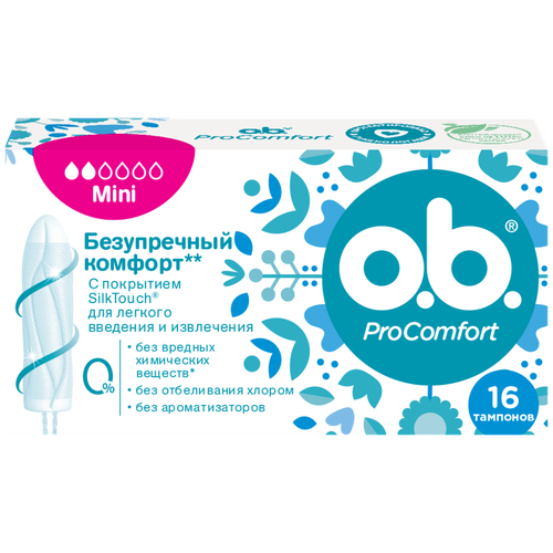 O.b. тампоны ProComfort Mini, 2 капли, 16 шт.