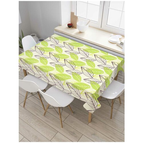 Скатерть прямоугольная JoyArty на кухонный стол "Прозрачные листья" из оксфорда, 180x145 см