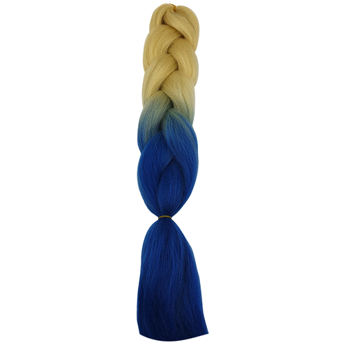 Канекалон омбре светло-золотистый/синий , канекалон двухцветный , канекалон для волос 60 см , синтетические пряди для плетения