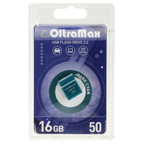 Флешка OltraMax 50, 16 Гб, USB2.0, чт до 15 Мб/с, зап до 8 Мб/с, т/зеленая