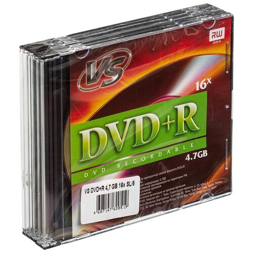 Комплект 3 упаковок, Носители информации DVD+R, 16x, VS, Slim/5, VSDVDPRSL501