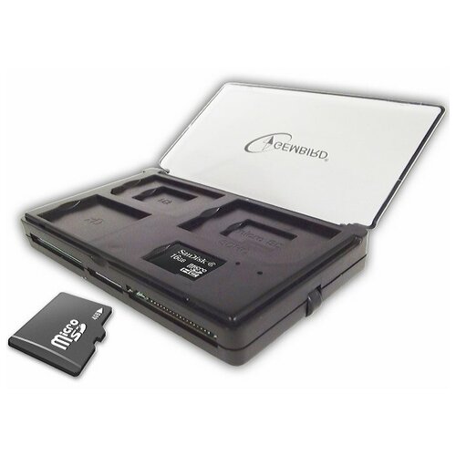 Картридер Gembird CR-614 usb 2.0 CF-XD, TF-microSD, SD-MMC, MS, M2 + отсек для хранения карт памяти