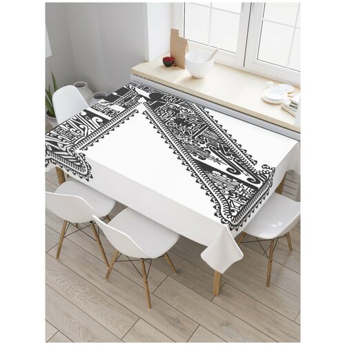 Скатерть прямоугольная JoyArty на кухонный стол "Орнаментальная семерка" из оксфорда, 180x145 см
