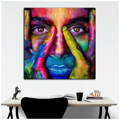 Картина на Холсте - "Лицо в красках", размер 50х50 см