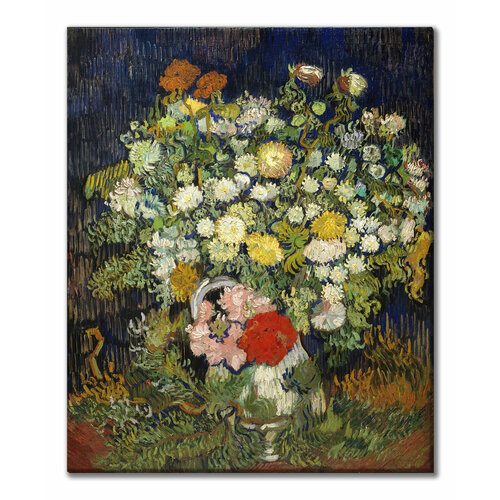 Картина для интерьера на холсте Винсент ван Гог «Букет цветов в вазе» 57х70 холст без подрамника