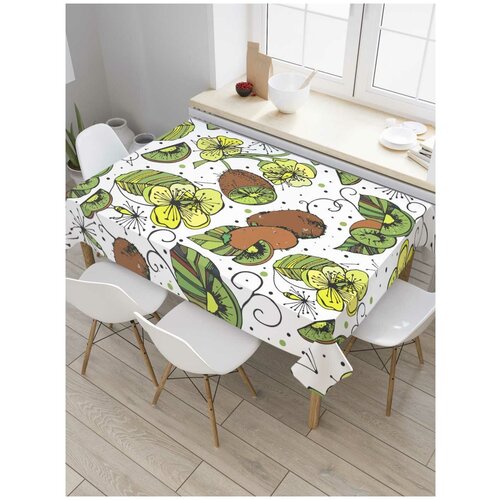 Скатерть прямоугольная JoyArty на кухонный стол "Цветущий киви" из оксфорда, 180x145 см