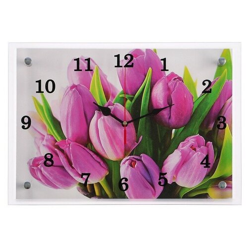 Часы настенные, серия-Цветы, "Тюльпаны", 25x35 см,