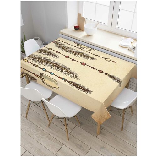 Скатерть прямоугольная JoyArty на кухонный стол "Перьевой набор" из оксфорда, 180x145 см