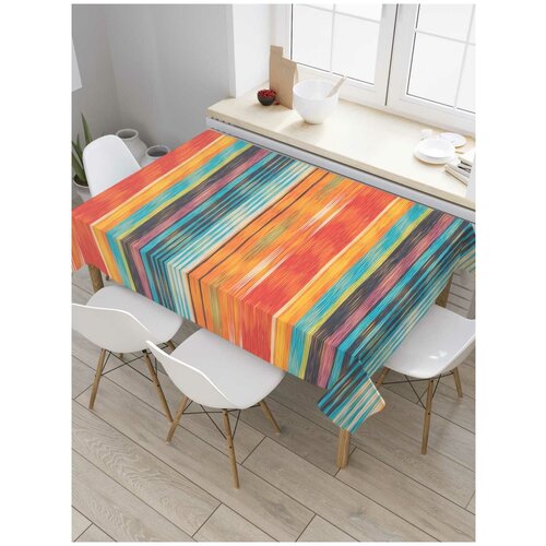 Скатерть прямоугольная JoyArty на кухонный стол "Красочные полосы" из оксфорда, 120x145 см