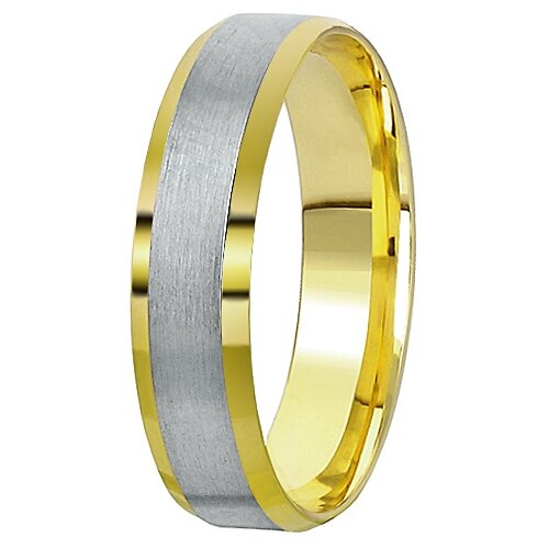 Кольцо обручальное Юверос, комбинированное, желтое золото, 585 проба, родирование, размер 22, белый