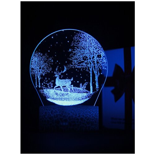 Светодиодный ночник PALMEXX 3D светильник LED RGB 7 цветов (олень в ночном лесу)
