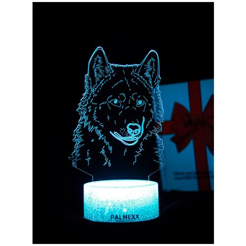 Светодиодный ночник PALMEXX 3D светильник LED RGB 7 цветов (волк) LAMP-028