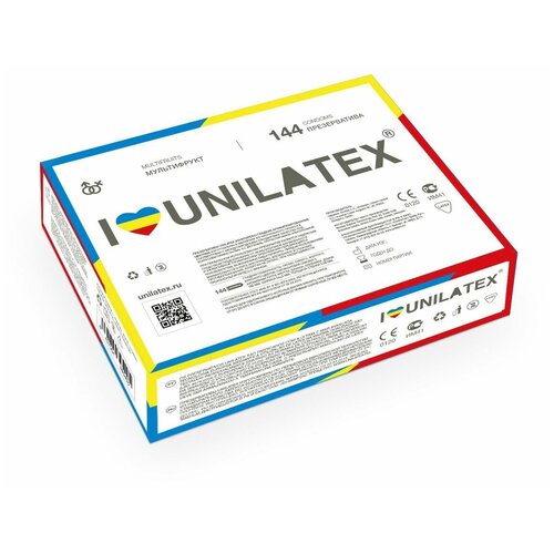 Презервативы UNILATEX Multifruit разноцветные, ароматизированные, 144 шт.