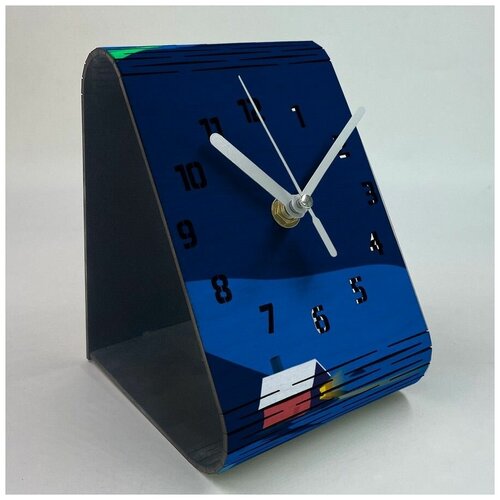 Настольные деревянные бесшумные часы цвета венге с УФ принтом Узоры Часы - 104