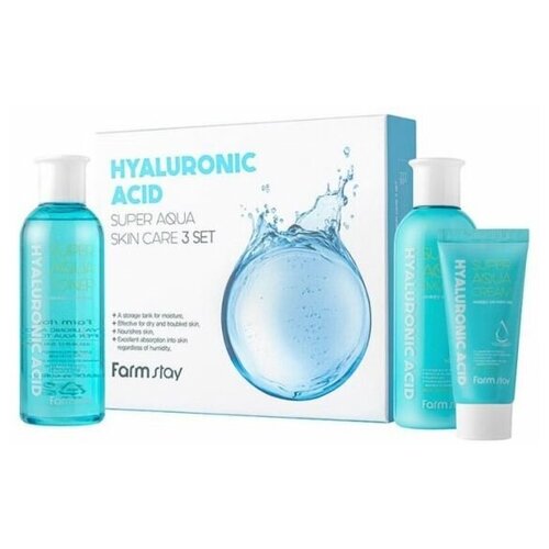 Набор для лица с гиалуроновой кислотой Farm Stay Hyaluronic Acid Super Aqua Skin Care 3 Set