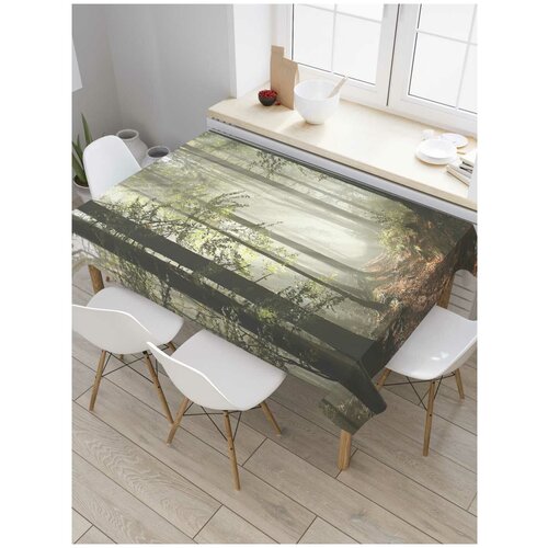 Скатерть прямоугольная JoyArty на кухонный стол "Лес в тумане" из оксфорда, 180x145 см