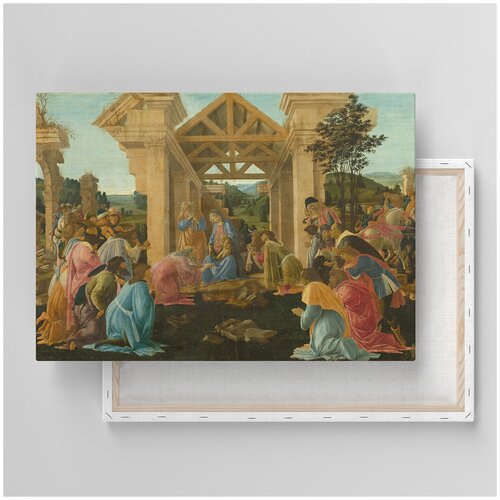 Картина на холсте с подрамником / Sandro Botticelli / Сандро Боттичелли - Поклонение волхвов