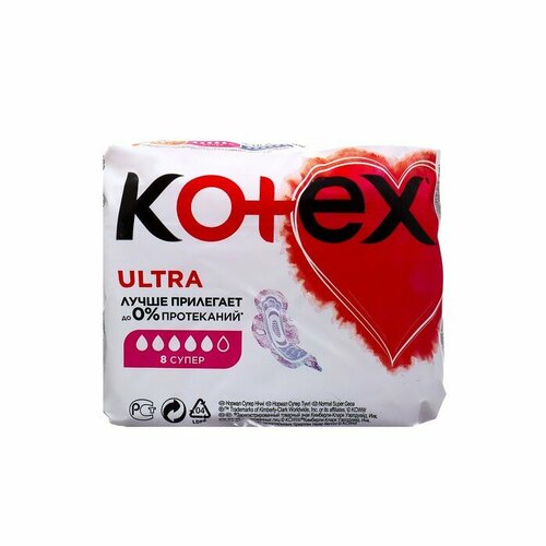 Прокладки «Kotex» Ультра Драй Супер с крылышками, 8 шт (комплект из 6 шт)