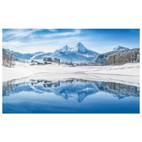 Постер на холсте Зимний пейзаж в Швейцарии №3 65см. x 40см.