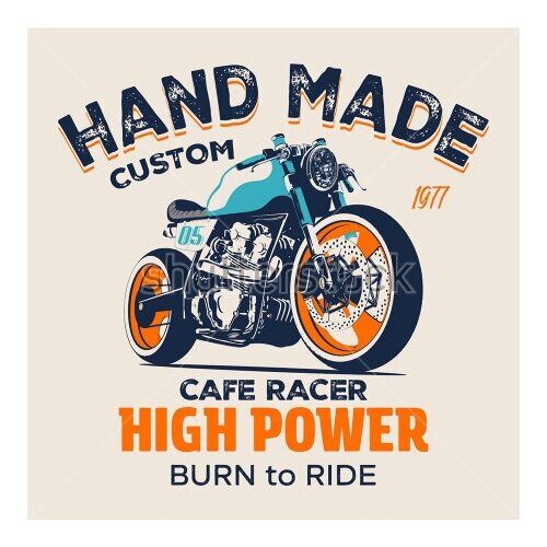 Постер на холсте Яркий винтажный плакат со спортивным мотоциклом и надписями 30см. x 30см.