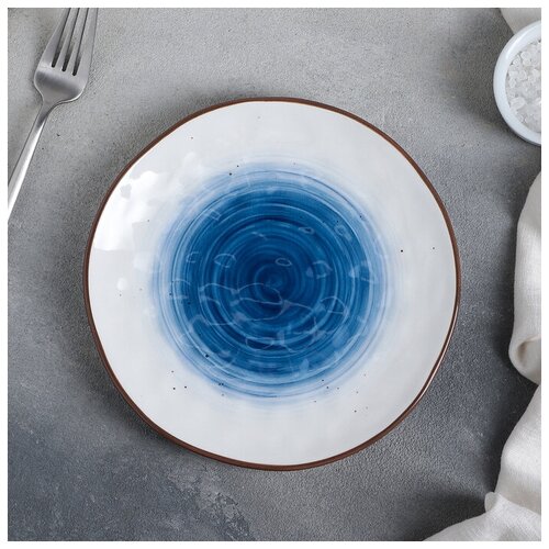 Тарелка керамическая Доляна "Космос", d=18,5 см, цвет синий