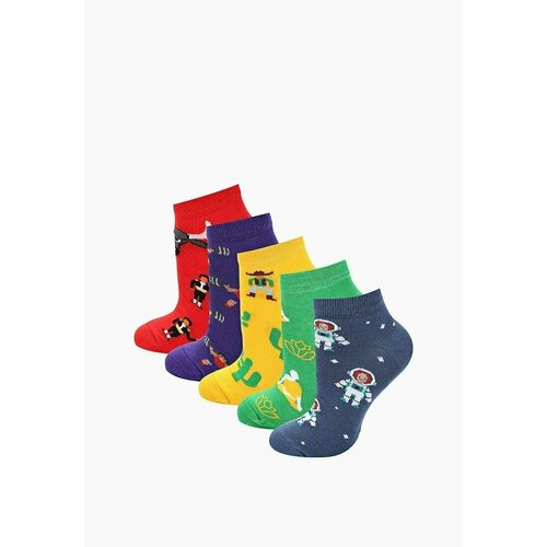 Носки Big Bang Socks, 5 пар, размер 35-39, зеленый, синий, желтый, красный, фиолетовый