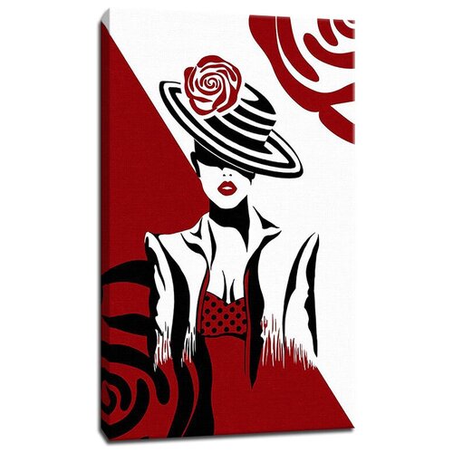 Картина Уютная стена "Дама в шляпе с красной розой" 40х60 см