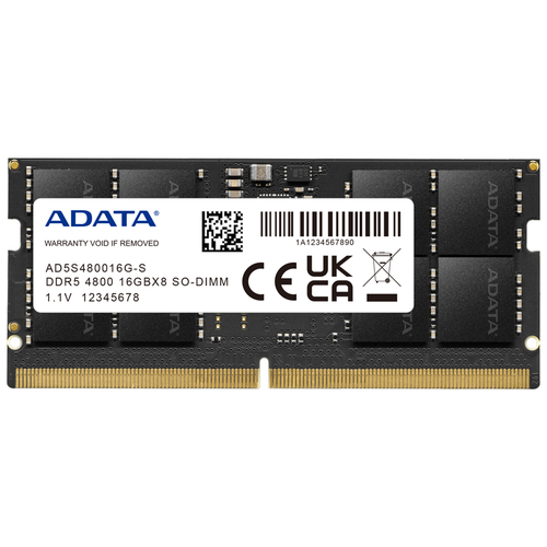 Оперативная память ADATA 16 ГБ DDR5 4800 МГц SODIMM CL40 AD5S480016G-S