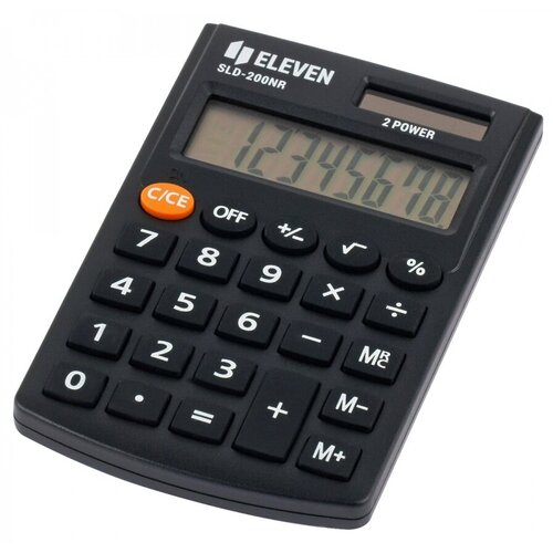 Калькулятор карманный Eleven SLD-200NR (8-разрядный) двойное питание, черный (SLD-200NR)