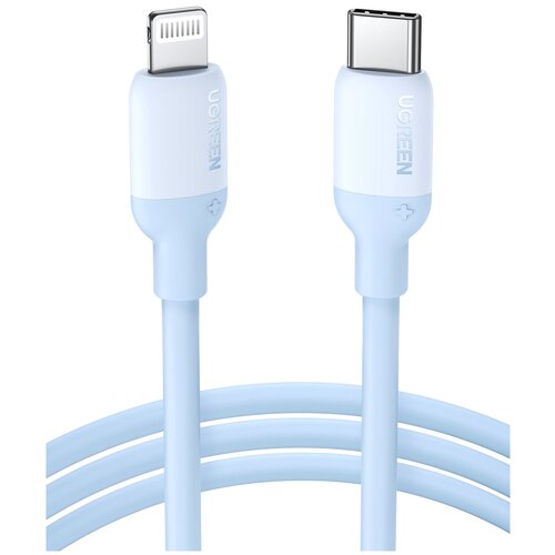 Кабель Ugreen USB C - Lightning, силиконовая оболочка, цвет голубой, 1 м (20313)