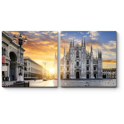 Модульная картина Неподражаемый Милан на рассвете 60x30