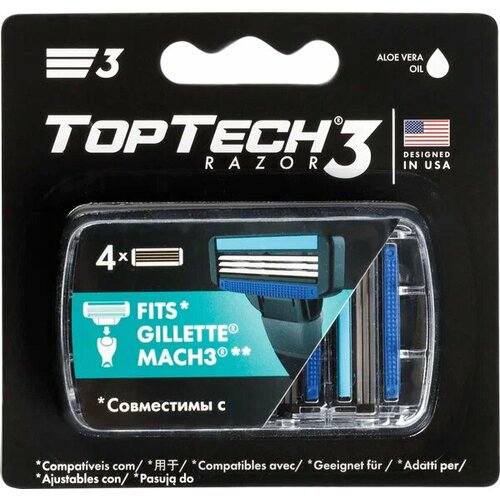 Сменные кассеты TopTech Razor 3 мужские, 4 шт