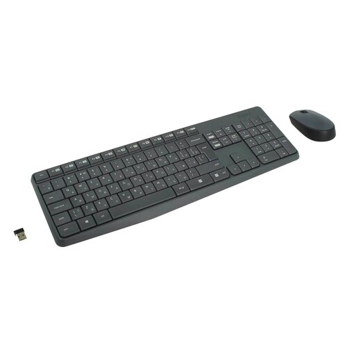 Комплект клавиатура + мышь Logitech MK235 Wireless Keyboard and Mouse, серый, английская/русская