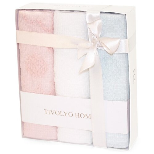 Набор полотенец  TIVOLYO HOME Blooming jakarli кухонное, 40x60см, белый/розовый/голубой