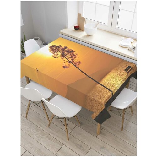 Скатерть прямоугольная JoyArty на кухонный стол "Скамья у моря" из оксфорда, 180x145 см