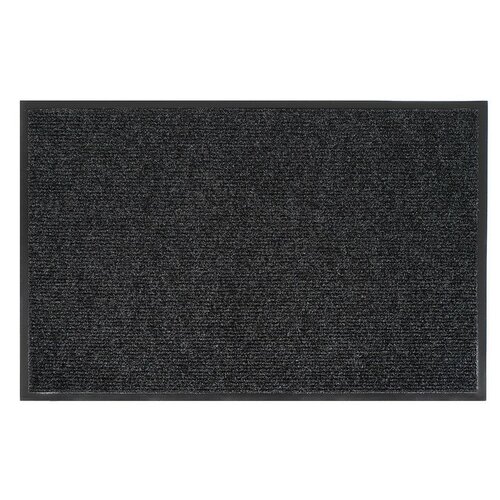Коврик придверный влаговпитывающий, ребристый, "Комфорт", 60x90 см, цвет чёрный