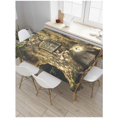 Скатерть прямоугольная JoyArty на кухонный стол "Деревянный дом" из оксфорда, 120x145 см