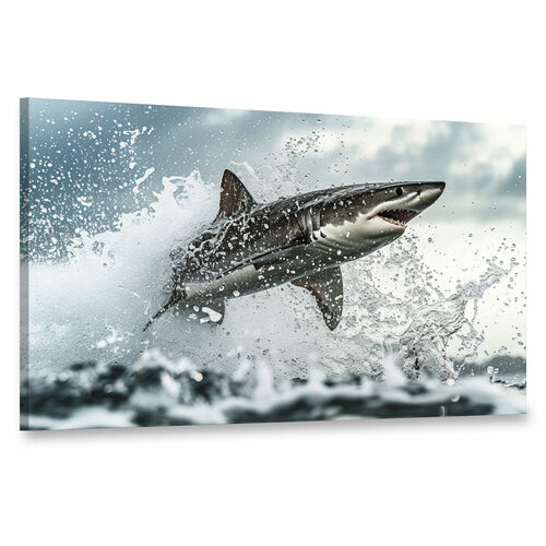 Интерьерная картина 100х60 "Акула: величественная опасность"