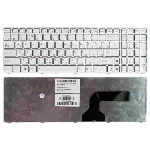 Клавиатура для ноутбука Asus 0KN0-J71RU06, русская, белая рамка, белые кнопки
