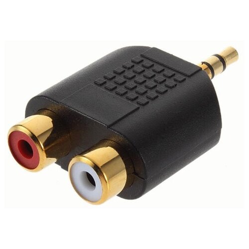 Аудио переходник адаптер GSMIN A90 Mini Jack 3.5 мм мини джек (M) - 2x RCA тюльпан (F) (Черный)