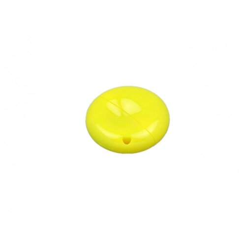 Пластиковая промо флешка круглой формы (16 Гб / GB USB 2.0 Желтый/Yellow 021-Round Flash drivePL056)