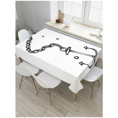 Скатерть прямоугольная JoyArty на кухонный стол "Якорь на цепи" из оксфорда, 180x145 см