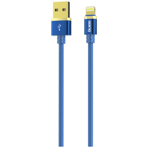 Кабель DELUXE, USB 2.0 - lightning, 1м, 2.1A, синий, OLMIO