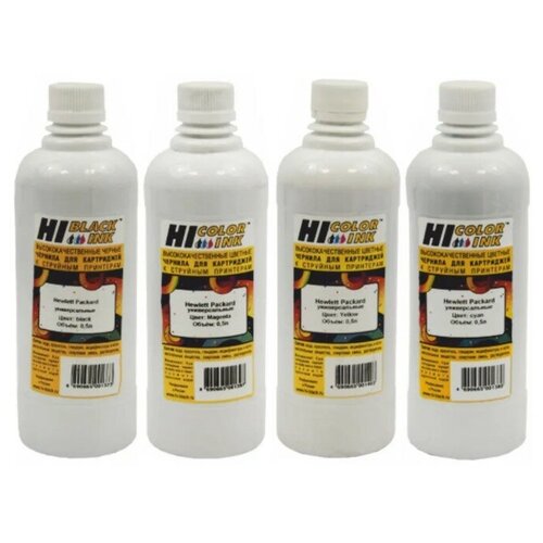 Комплект универсальных чернил Hi-BLACK для HP, 4 цвета на водной основе (4*500ml)