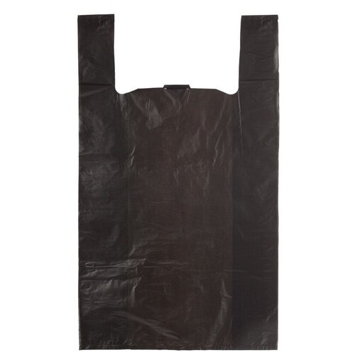 Пакет-майка Комус усиленный полиэтилен, 40х18х70 см, черный, 30 мкм, 50 шт