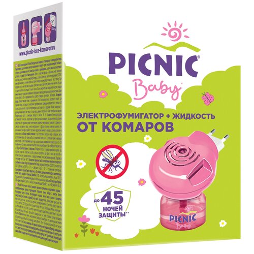 Набор Picnic Baby от комаров с экстрактом ромашки, 115 г, 30 мл, 45 ночей, розовый