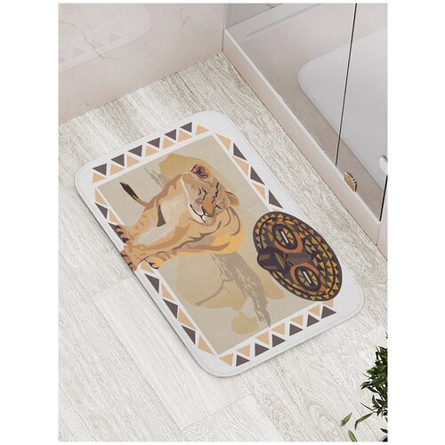 Коврик JoyArty противоскользящий "Африканская маска и лев" для ванной, сауны, бассейна, 77х52 см