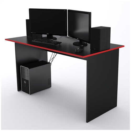 Дизайн Фабрика компьютерный стол Ascetic, ШхГхВ: 140х71.6х73.2 см, цвет: черный/красный