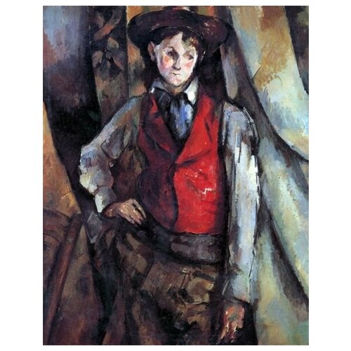 Репродукция на холсте Мальчик в Красном Жилете (Boy in a Red Waistcoat) Сезан Поль 40см. x 51см.