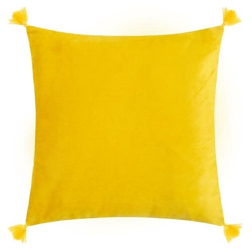 Этель Чехол на подушку с кисточками Этель цвет желтый, 45х45 см, 100% п/э, велюр